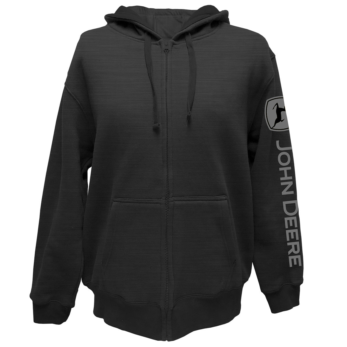 John Deere Mens Black Heather Full Zip Hoodie — Horizon Ag & Turf